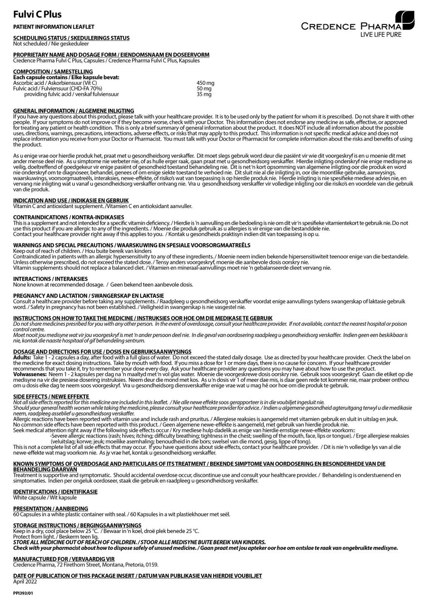 CREDENCE PHARMA - Fulvi C Plus - 60 Capsules – onelifehealth