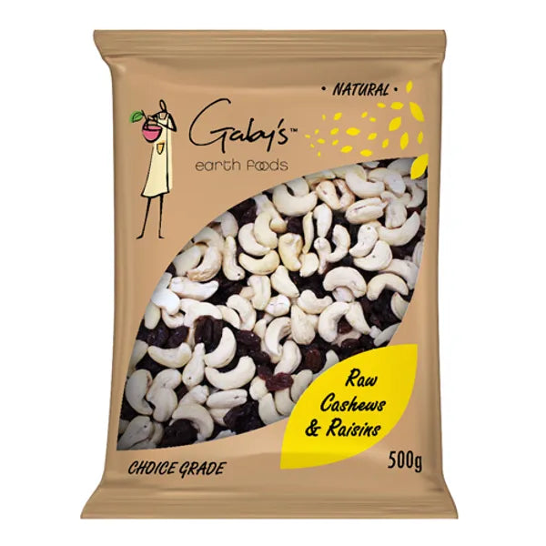 GABY'S EARTH FOODS - Cashews and Raisins - 500g – onelifehealth