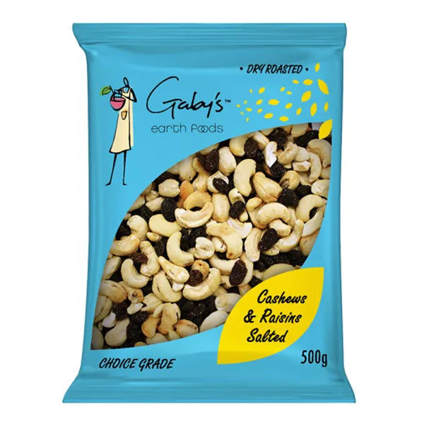 GABY'S EARTH FOODS - Cashews and Raisins Salted - 500g – onelifehealth