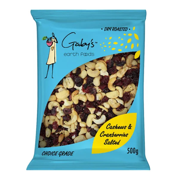GABY'S EARTH FOODS - Cashews and Cranberries Salted - 500g – onelifehealth