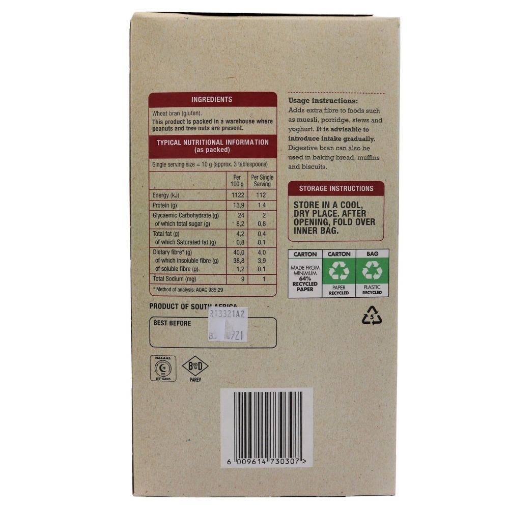 HEALTH CONNECTION WHOLEFOODS - Digestive Bran - 500g – onelifehealth